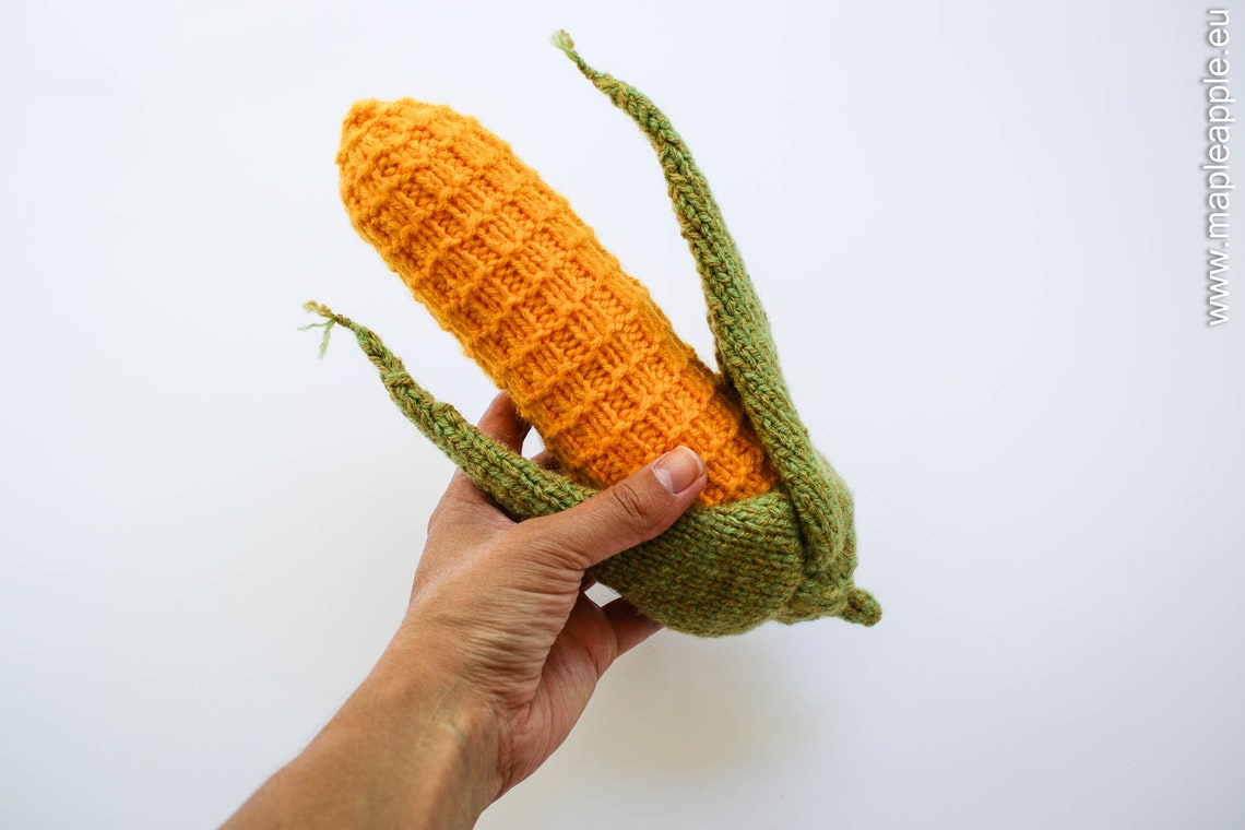 Soft Toy Corn - Pretend Play Vegetables Waldorf Shopping Game - Knitted ...