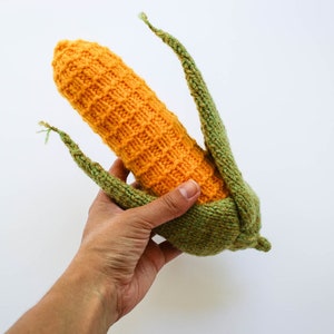 Soft Toy Corn - Pretend Play Vegetables Waldorf Shopping Game - Knitted ...