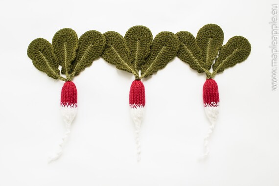 Pretend play radish set for play kitchen Waldorf toy knitted | Etsy