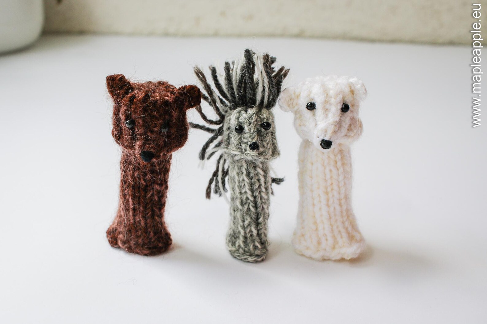 Forest Animals Finger Puppets - Polar Bear, Hedgehog, Brown Bear Set of ...