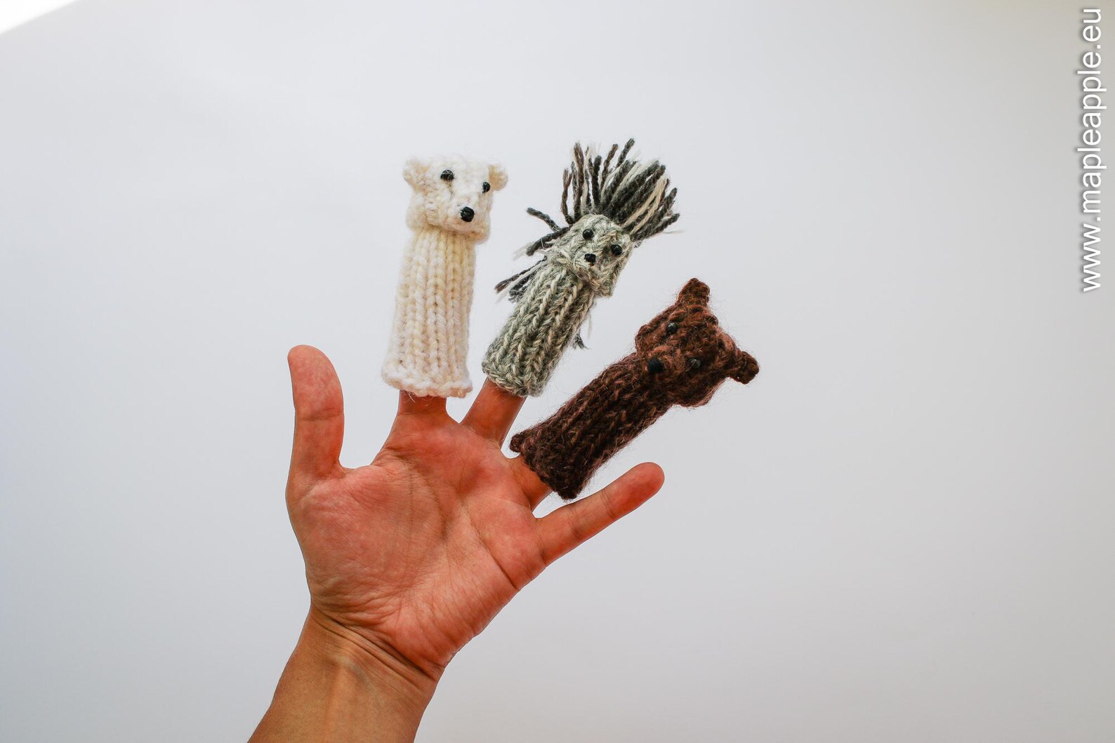 Forest Animals Finger Puppets - Polar Bear, Hedgehog, Brown Bear Set of ...