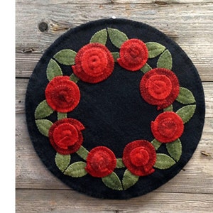 Roses Wool Applique Pattern WSD 1302 Red Rose Applique Pattern ...