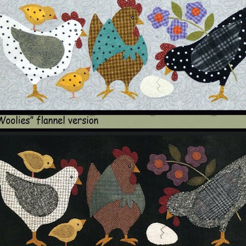 Chicken Pattern Wool Applique Patterns Hens and Chicks ATN - Etsy