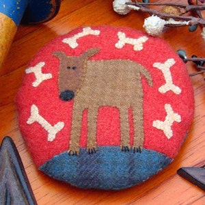 Dog Pincushion Pattern - Wool Applique Patterns - Dog Wool Applique ...