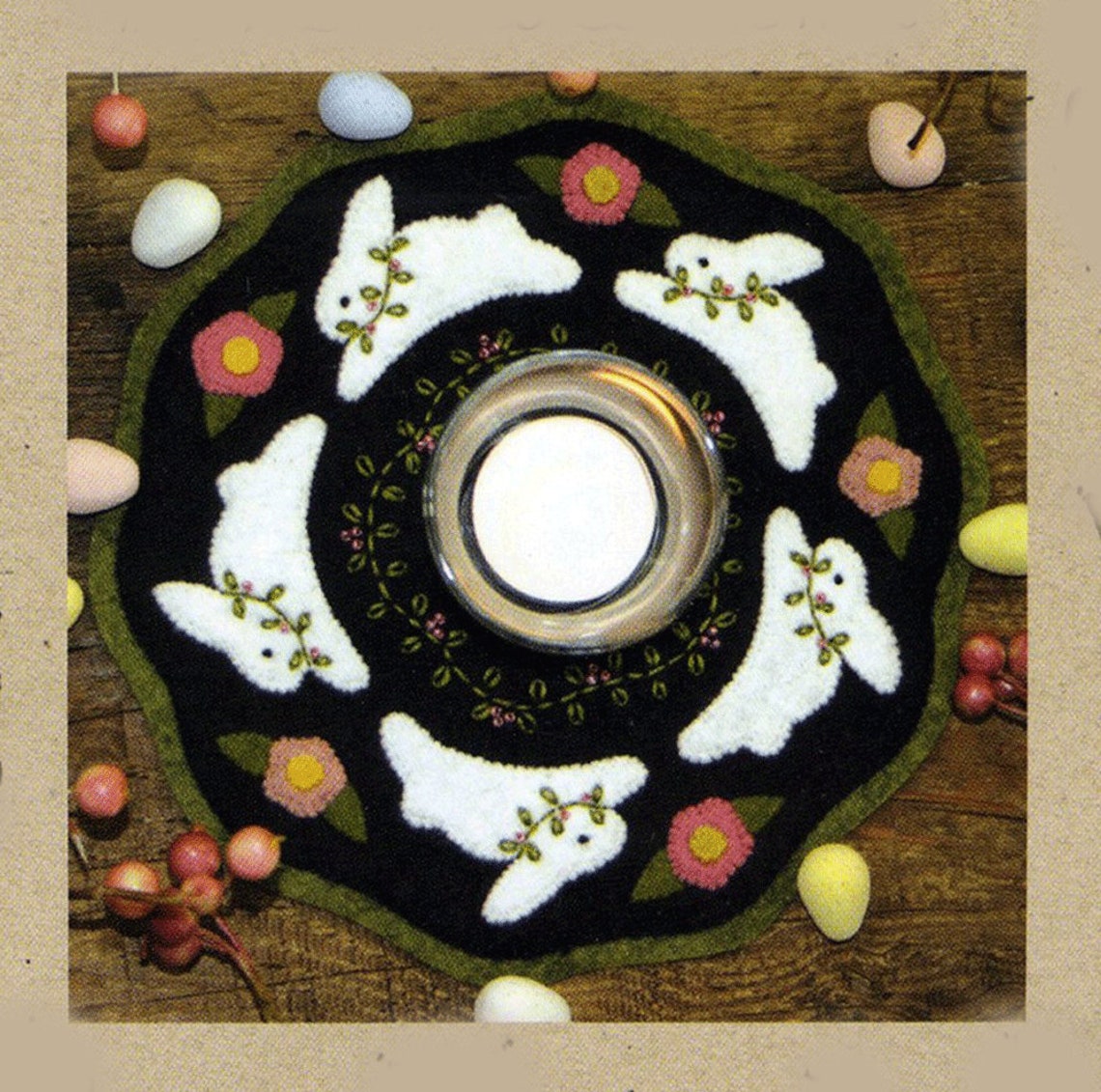 Rabbits Wool Applique Kit Candle Mat Wool Felt With Pattern - Etsy