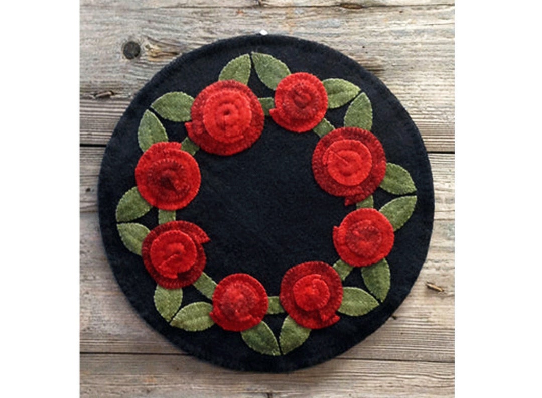 Roses Wool Applique Pattern WSD 1302 Red Rose Applique Pattern ...