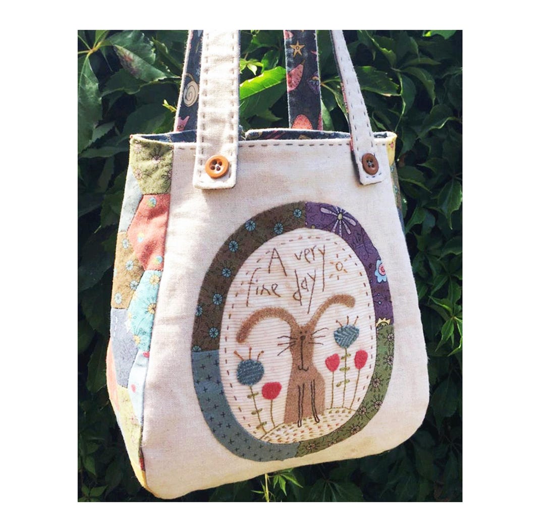 One Fine Day Project Bag Pattern - Rabbit and Flowers Applique ...
