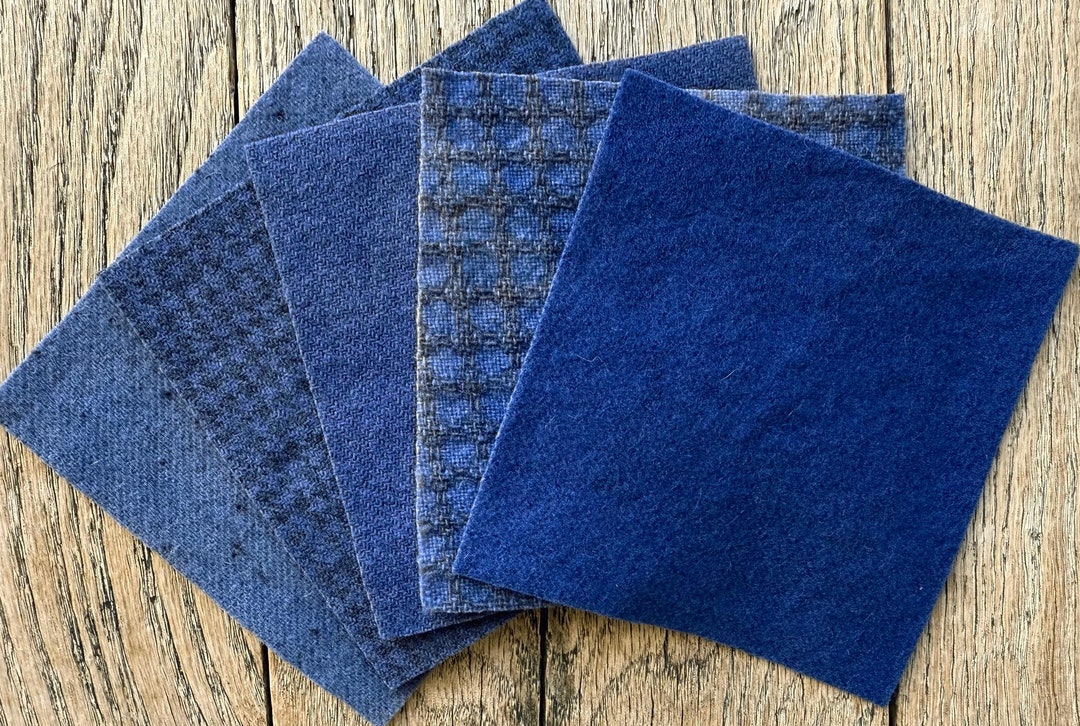 Hand Dyed Wool Fabric in Wisteria 5" X 5" Felted Wool Charm Pack of ...