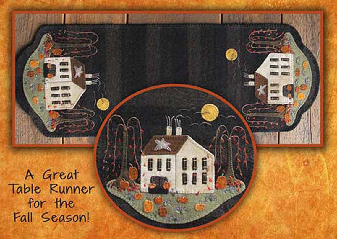 Autumn Pumpkin Farm Wool Table Runner Pattern Fall Pumpkin | Etsy