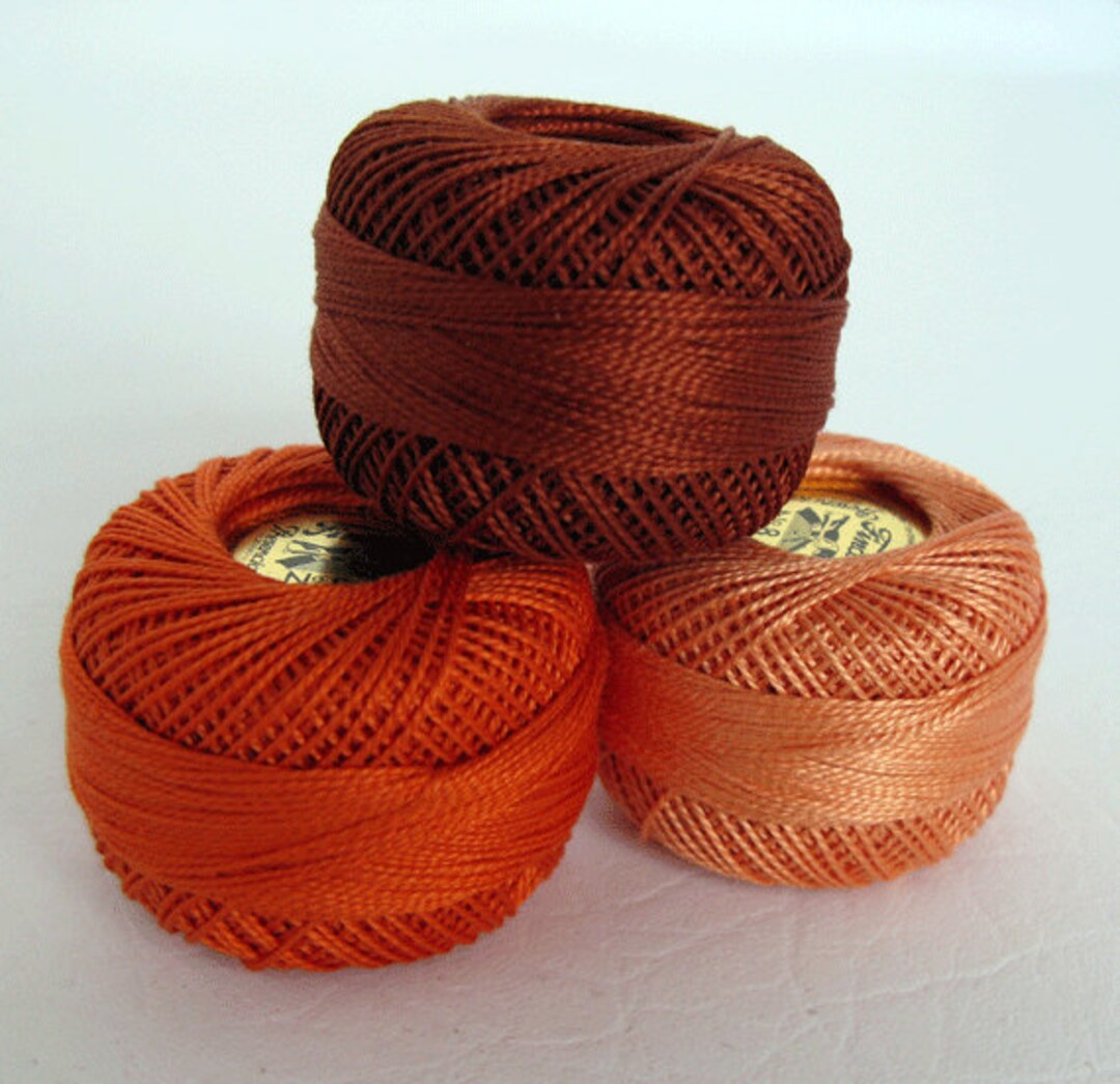 Size 8 Perle Cotton Thread Set Md Orange Spice Lt Orange - Etsy