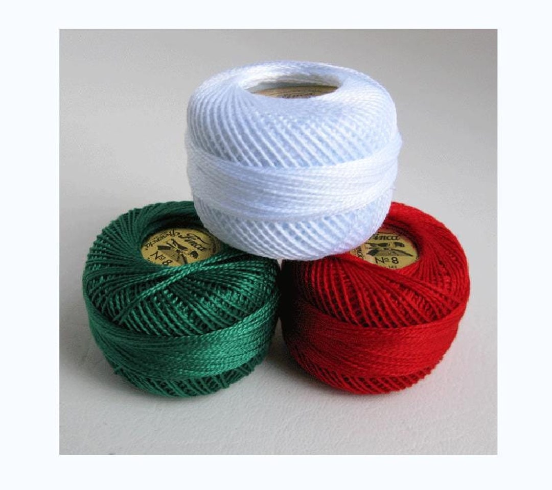 Perle Cotton Thread Set: Size 8, Christmas Colors (traditional ...