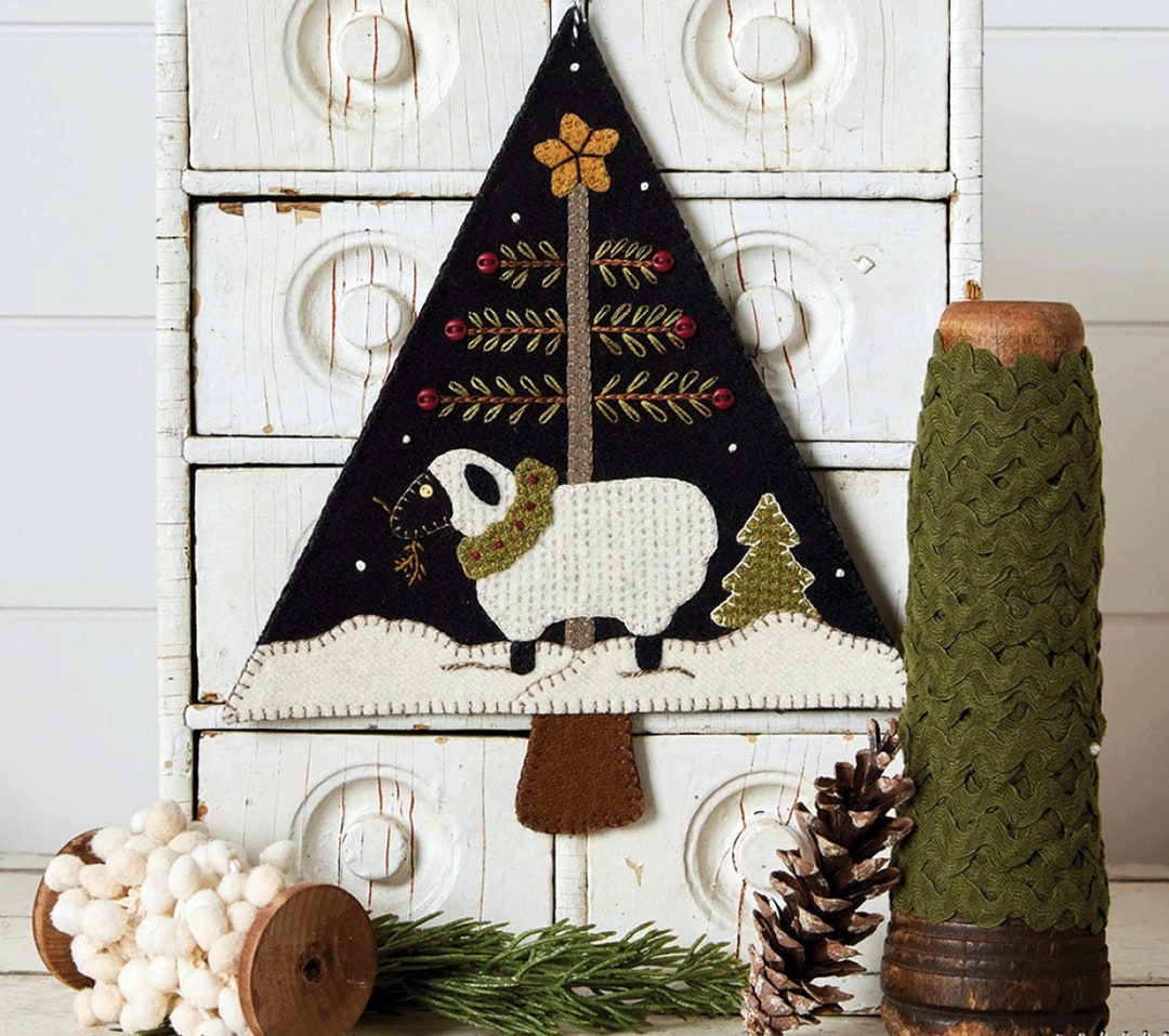 Feather Tree and Sheep Wool Applique Pattern - Woodland Applique ...