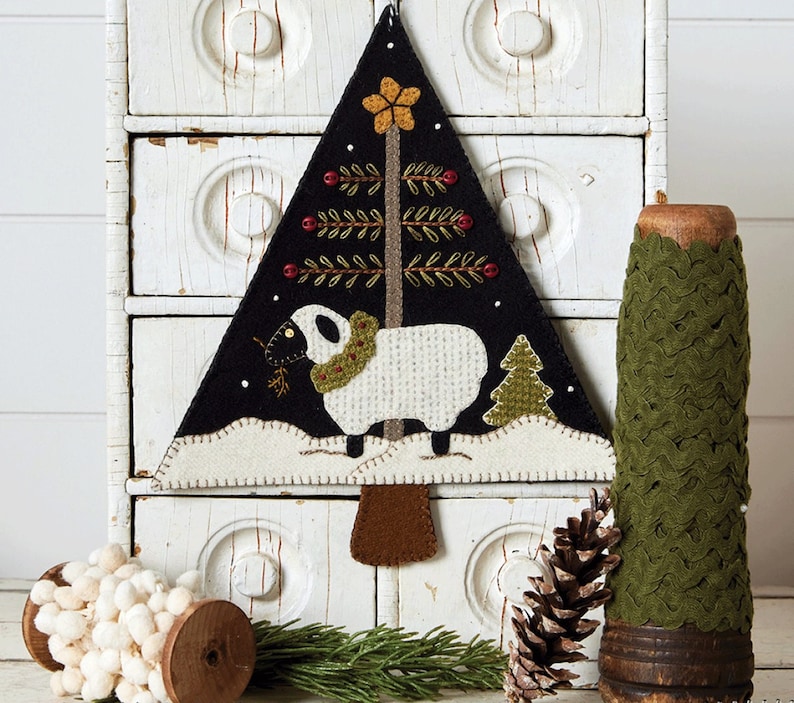 Feather Tree and Sheep Wool Applique Pattern - Woodland Applique ...