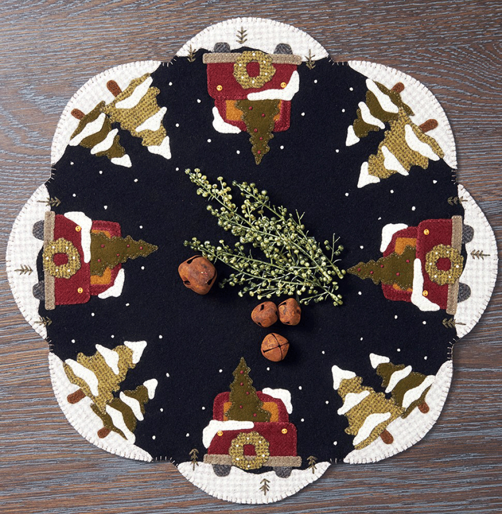 Christmas Red Truck Table Mat Pattern Wool Applique Patterns | Etsy