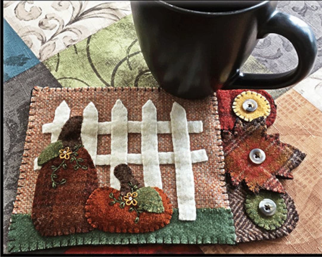 Fall Wool Applique Mug Rug Pattern Applique Patterns RCH WW 016 ...