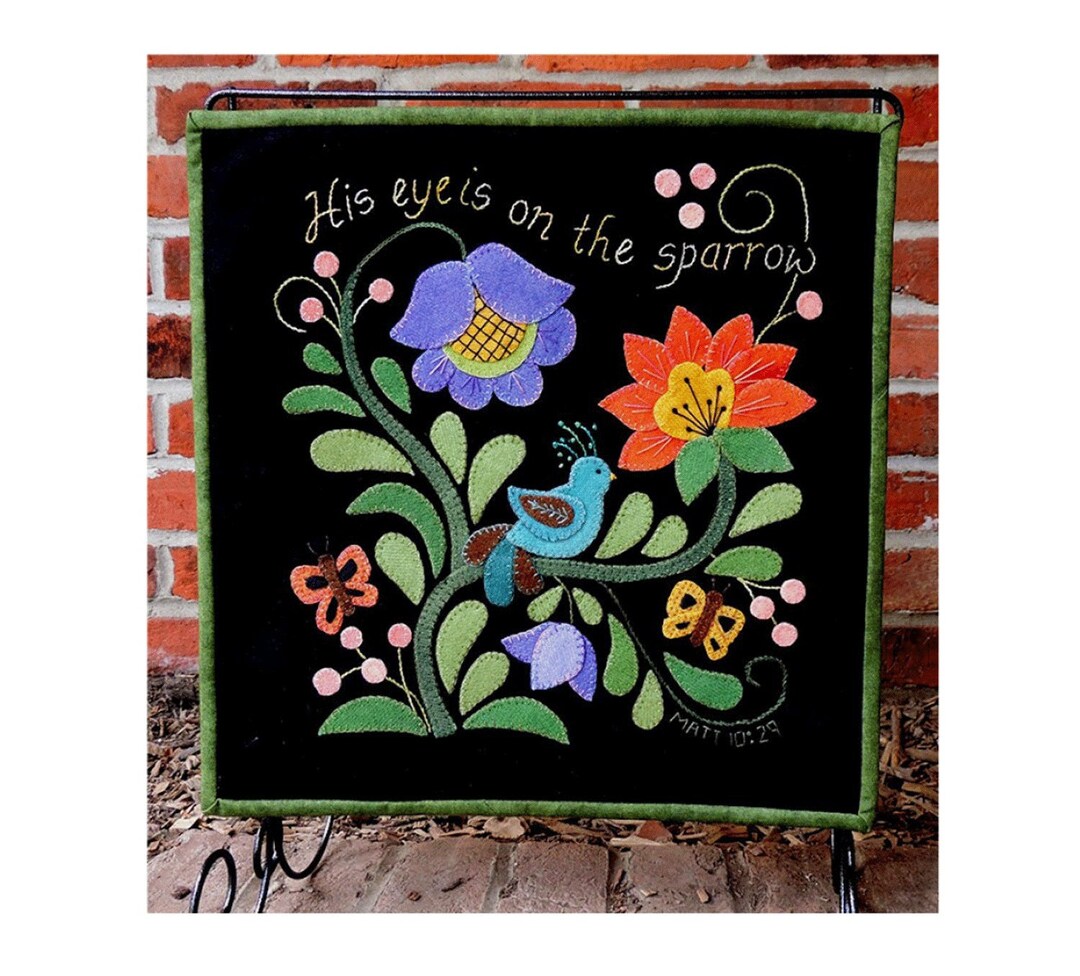 Sparrow and Flowers Wool Applique Pattern: Spring Decor (past 61) - Etsy