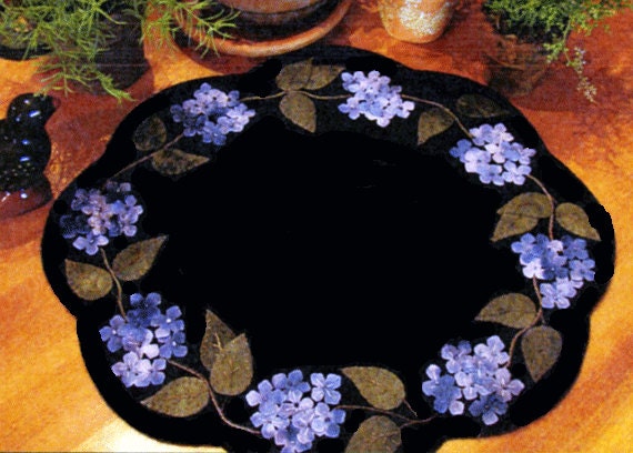 Blue Hydrangea Table Mat Wool Applique Pattern 14 X - Etsy