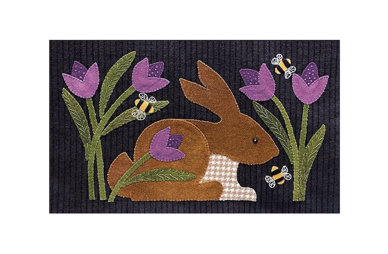 Rabbit Applique Pattern Wool Applique Patterns Rabbit - Etsy