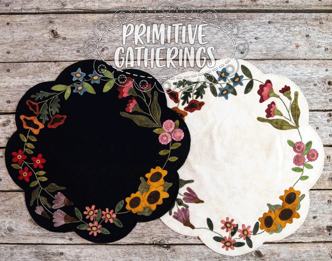 Flowers Table Mat Wool Applique Pattern - Applique Patterns - 22 ...
