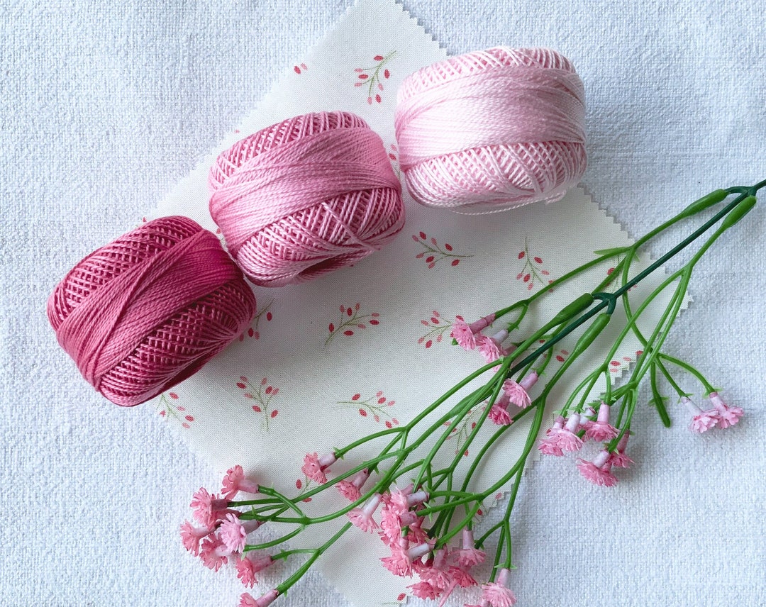 Size 8 Pearl Cotton Thread Set - Medium Rose 1651 - Pale Geranium 1729 ...
