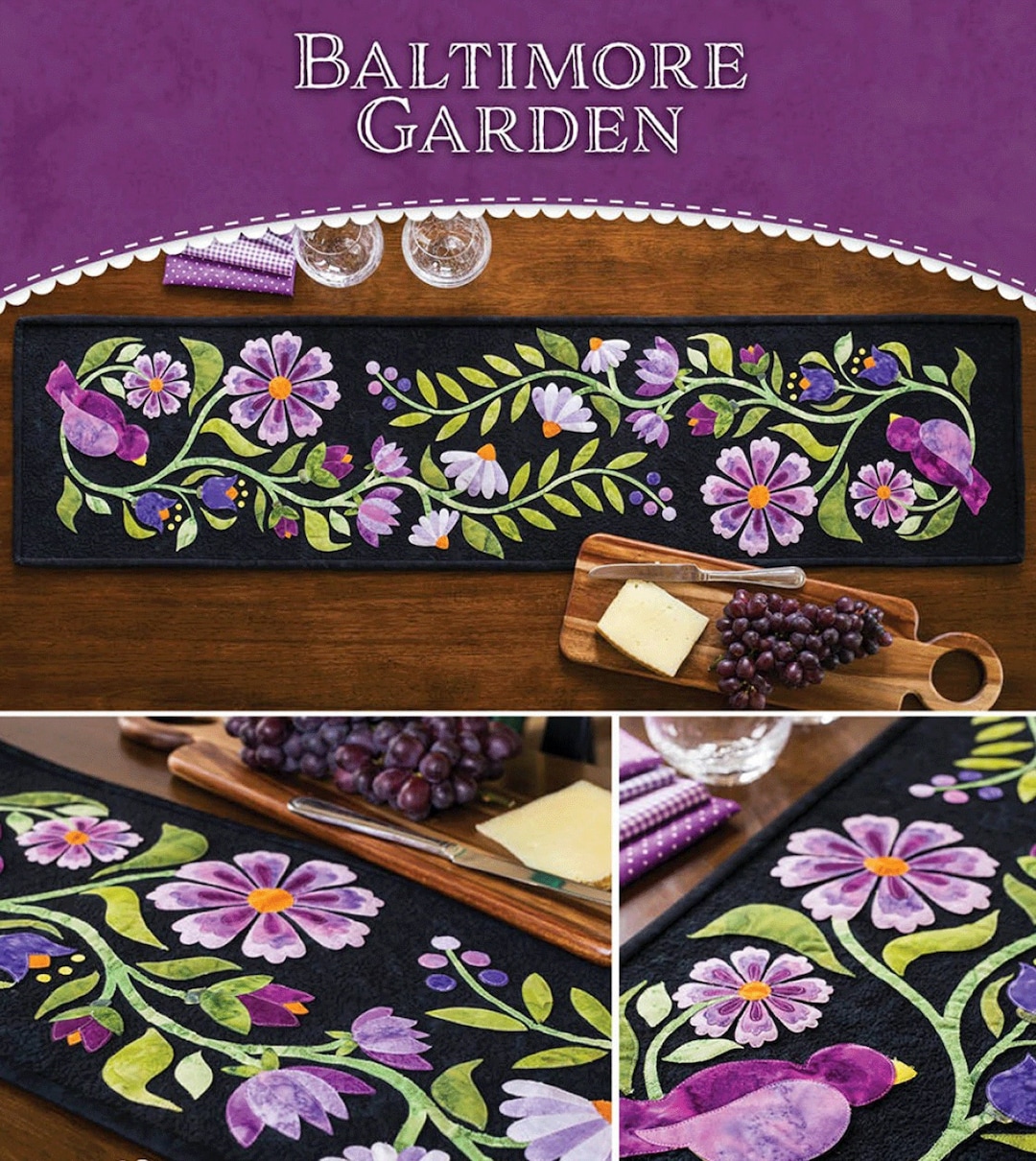 Flowers Table Runner Applique Pattern SF 49952 - Baltimore Garden - Etsy