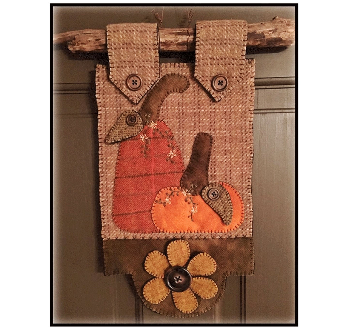 Fall Wool Applique Wall Hanging Pattern: Autumn Pumpkin (an Autumn Feel ...