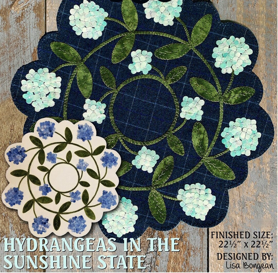 Hydrangea Wool Applique Table Mat Pattern - (PRI 710) - Etsy