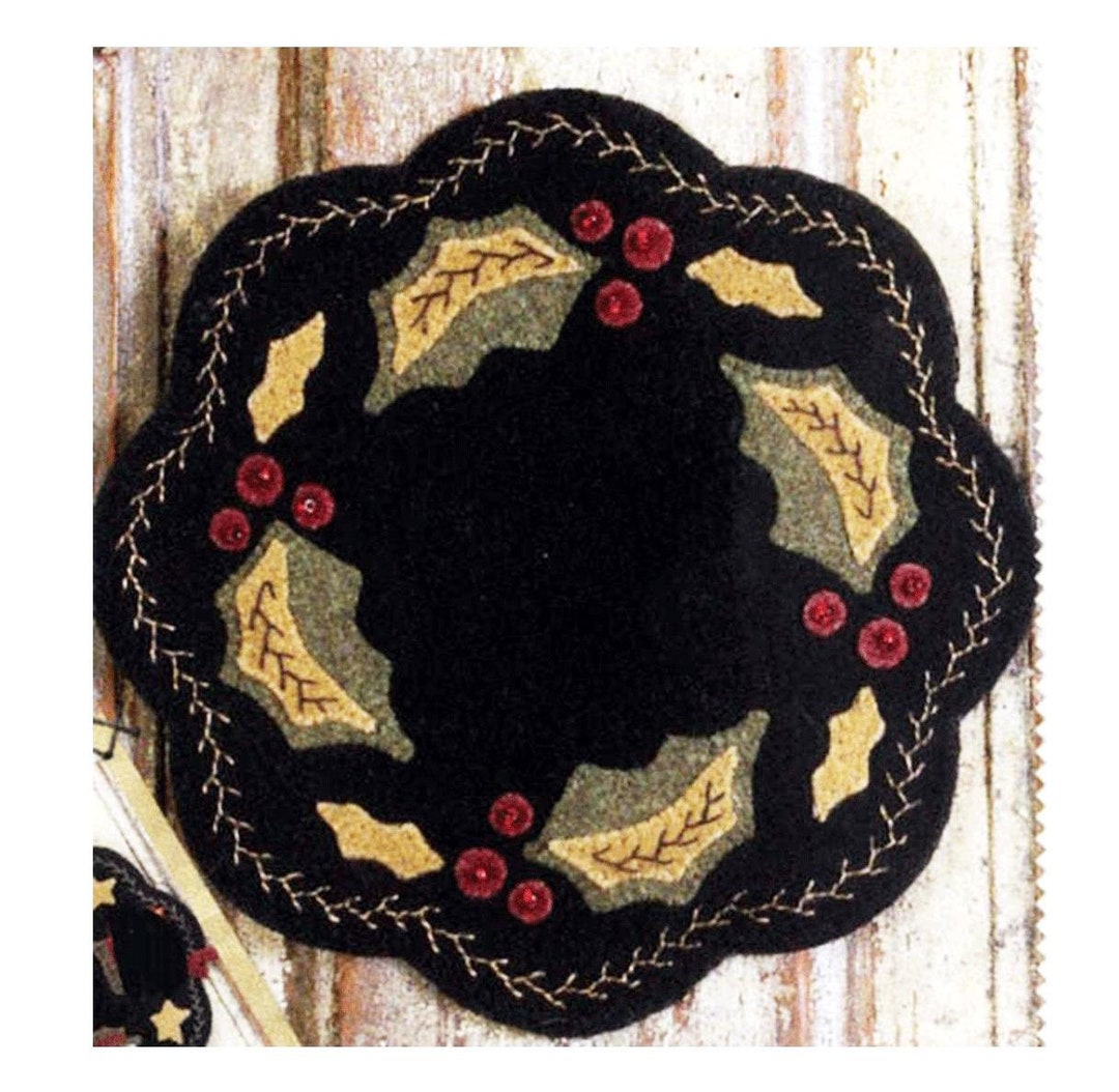 Christmas Wool Table Mat Pattern - Wool Applique Patterns - Winter ...