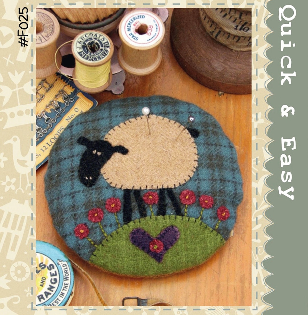Sweet Sheep Pincushion Pattern - Wool Applique Patterns - Sheep Wool ...