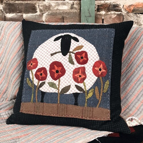 Sheep Wool Applique Pattern With Poppies Ttb 218 Picking Etsy