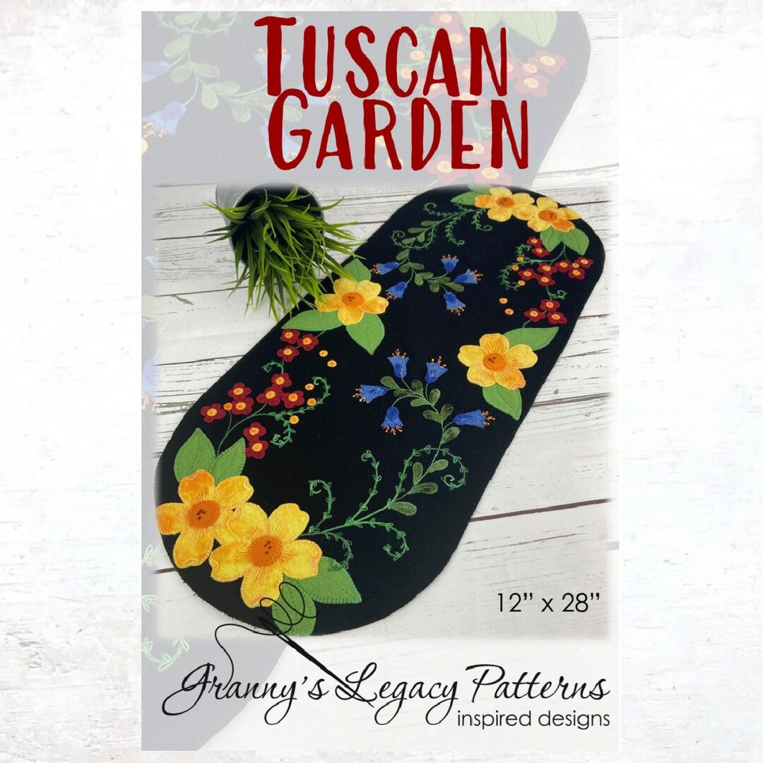 Flowers Wool Applique Table Runner Pattern GLP 367 - Tuscan Garden - Etsy