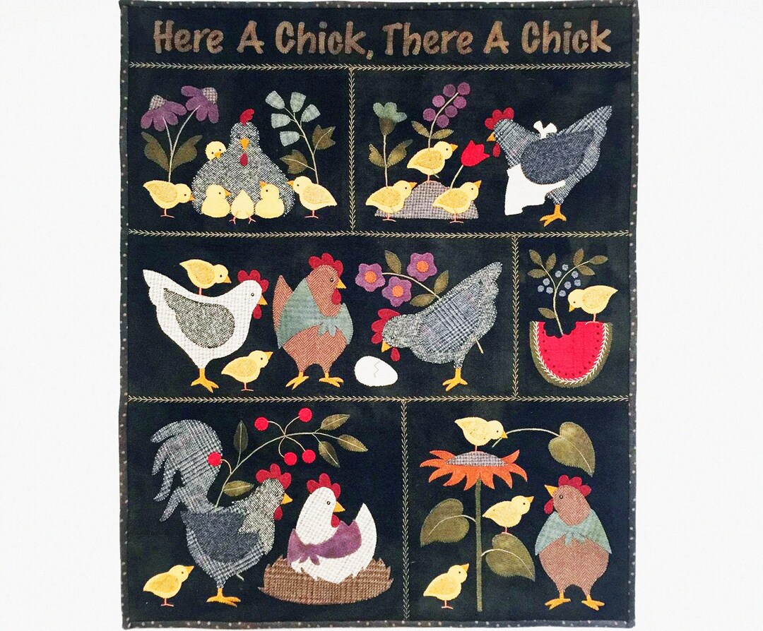 Chicken Pattern - 6 Pattern Set of "here a Chick" Applique Patterns in ...