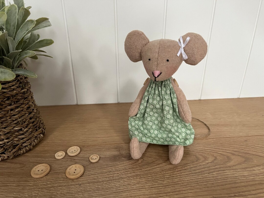 Personalised Wool Blend Mouse Plush With Tilda Dress - Etsy UK