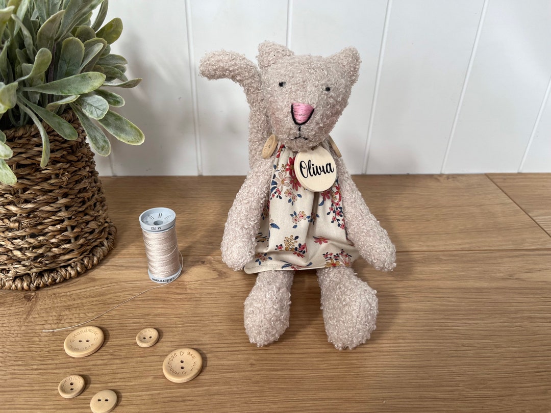 Personalised Boucle Cat Plush With Tilda Dress - Etsy