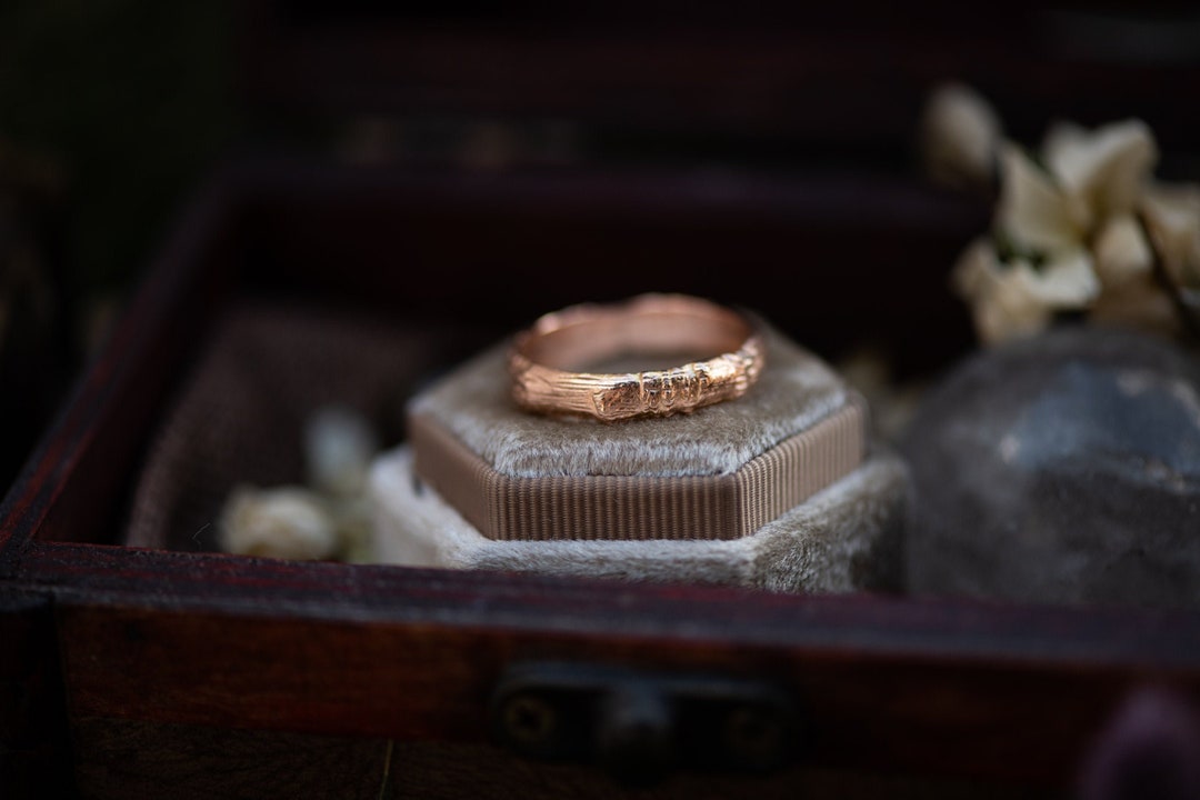 Rowan Tree Bark Ring Yellow Gold, Rose Gold, White Gold, Bark Wedding ...