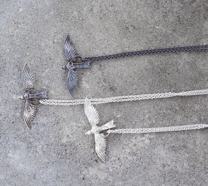 Bird Pendant Flying Silver Bird Handmade Sterling Silver - Etsy
