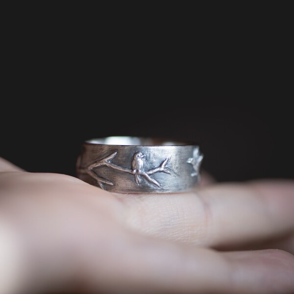 Bird Band Wedding Ring - Etsy