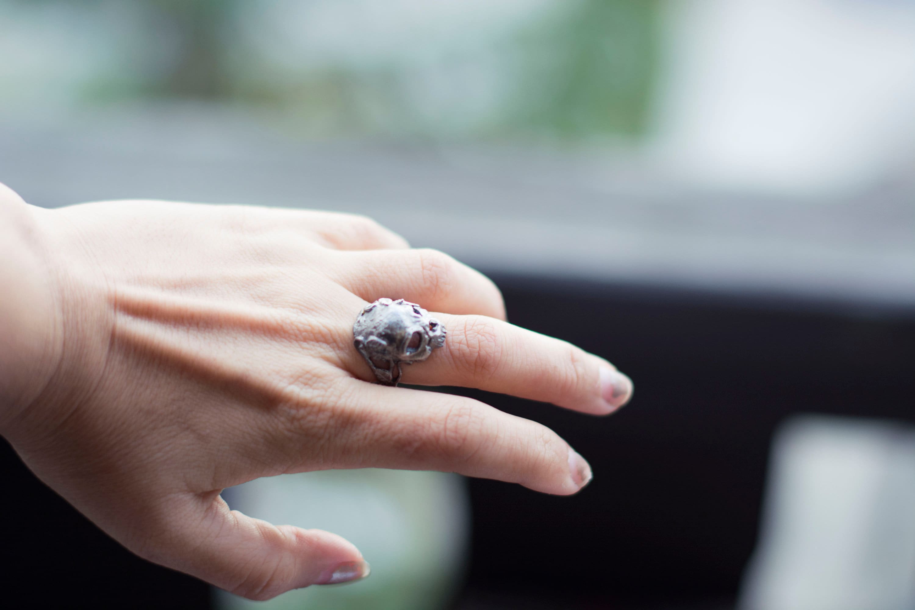 Skull Ring Handmade Skull Ring With Swirly Ring Shank and | Etsy