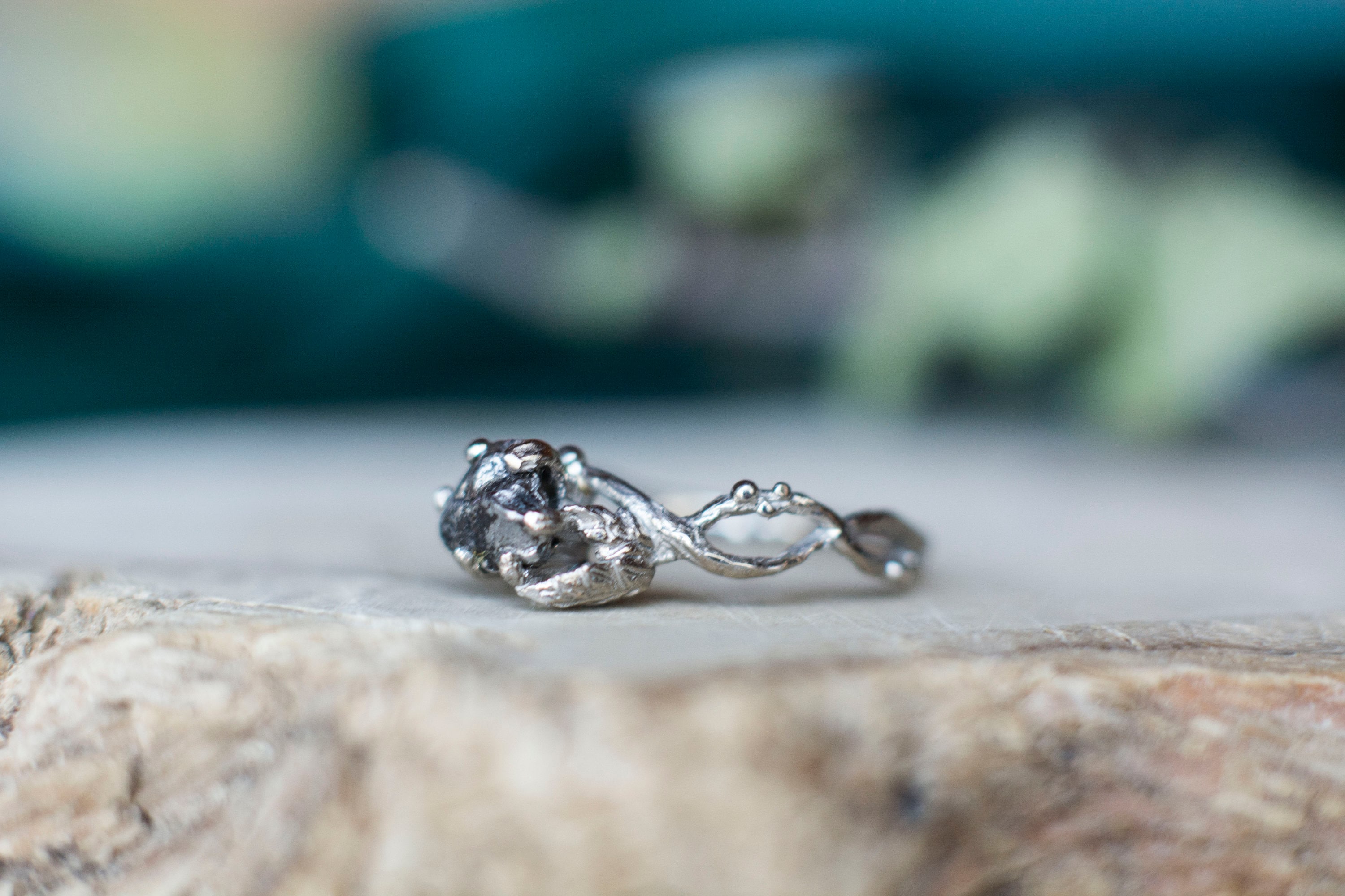 Meteorite Ring with Sterling Silver and Campo del Cielo | Etsy