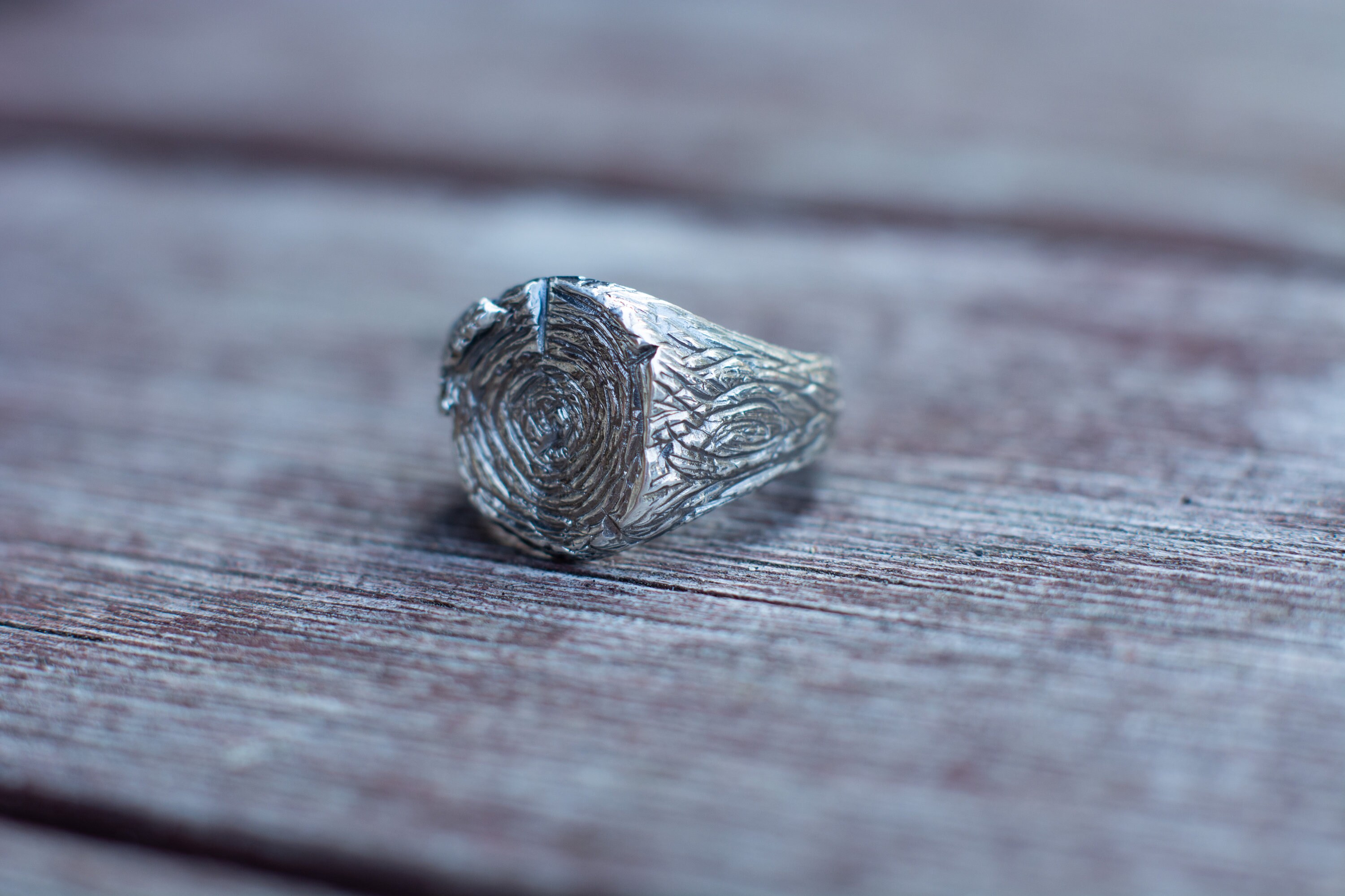 Tree Stump Ring Woodgrain Wood Bark Rough Black Oxidized | Etsy