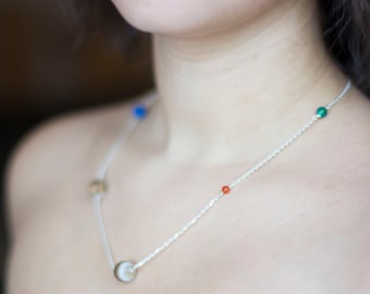 Earth and Moon to Scale Solar System Necklace Stone Bead Planets - Etsy