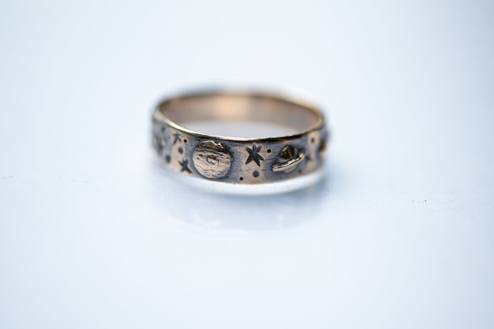 Custom Solarsystem Ring in Yellow Rose or White Gold 14k - Etsy