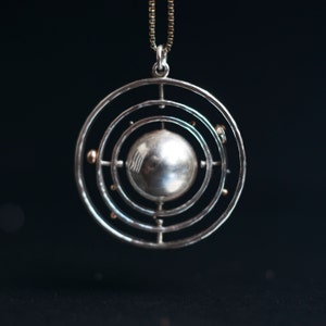 Solar System Necklace Pendant With Gold Planets - Spinning Solar ...