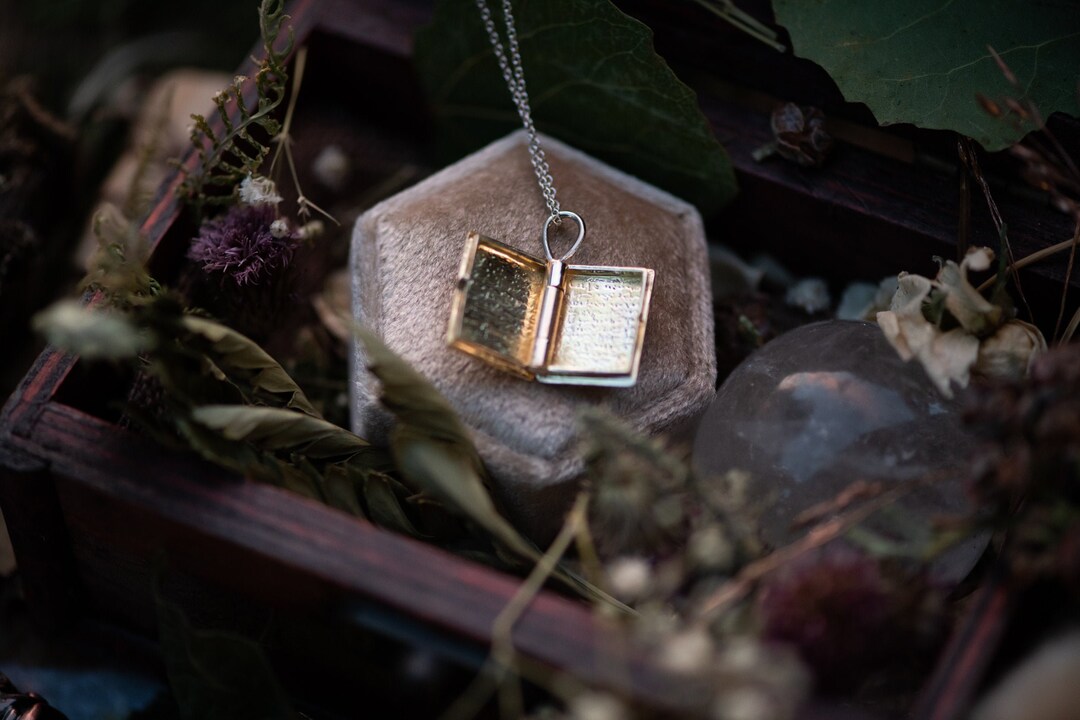 Fairy Library Personalized 14k Gold Book Locket, Handmade Custom ...