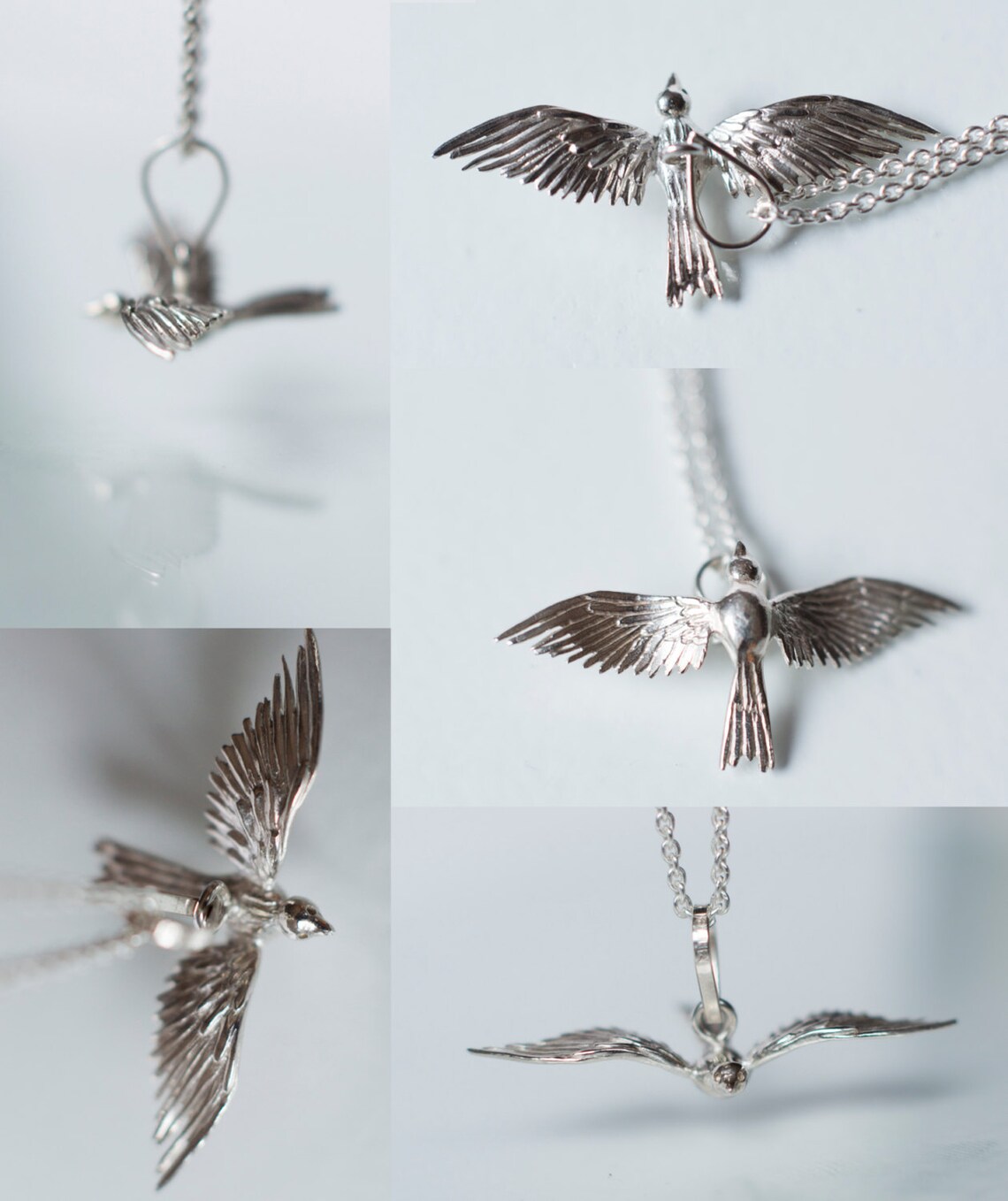 Bird Pendant Flying Silver Bird Handmade Sterling Silver | Etsy