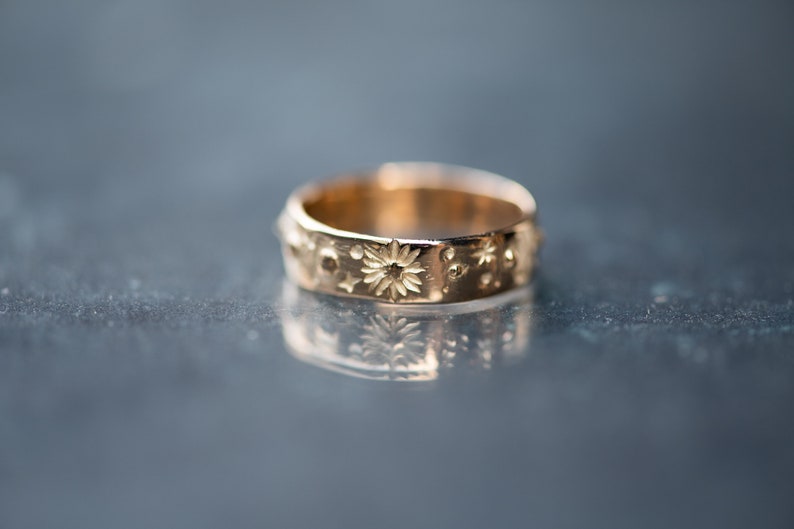 Custom Solarsystem Ring in Yellow Rose or White Gold 14k - Etsy