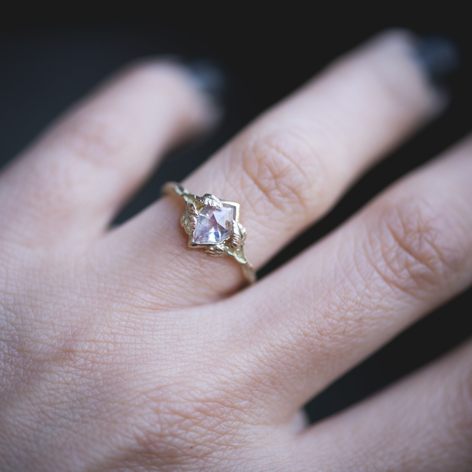 Twig and Leaves Shield Cut Diamond Kite Diamond Leaf - Etsy