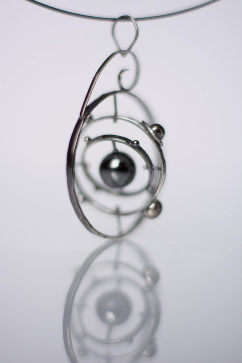 Solar System Necklace Pendant Spinning Solar System 925 | Etsy