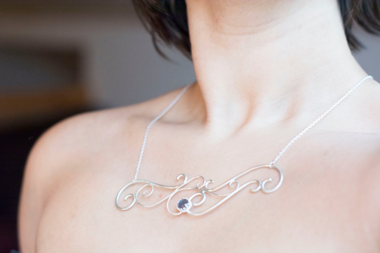 Swirly Necklace With Rose Cut Labradorite~ 925 Sterling Silver OOAK ...