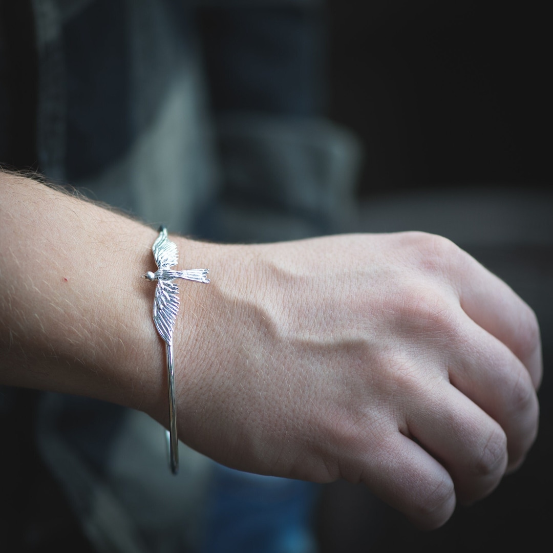 Custom Flying Bird Cuff Bangle Bracelet ~ Handmade Sterling Silver ...